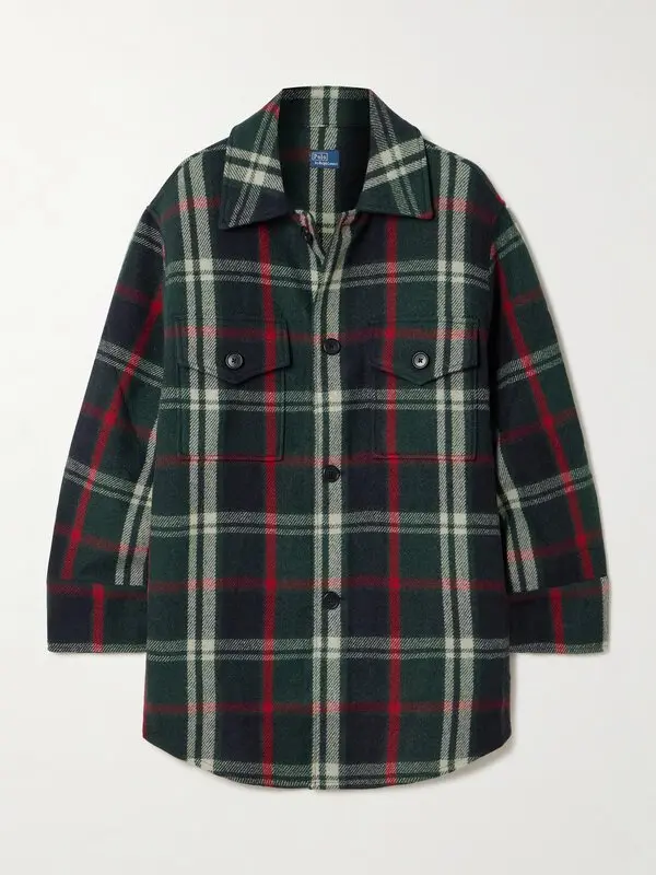 Polo Ralph Lauren Oversized Checked Wool-blend Shirt Jacket
