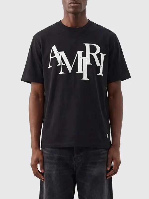 Amiri Crewneck Cotton T-shirt With Chest Logo Print - Black