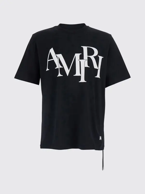 Amiri Crewneck Cotton T-shirt With Chest Logo Print - Black
