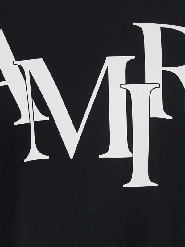 Amiri Crewneck Cotton T-shirt With Chest Logo Print - Black