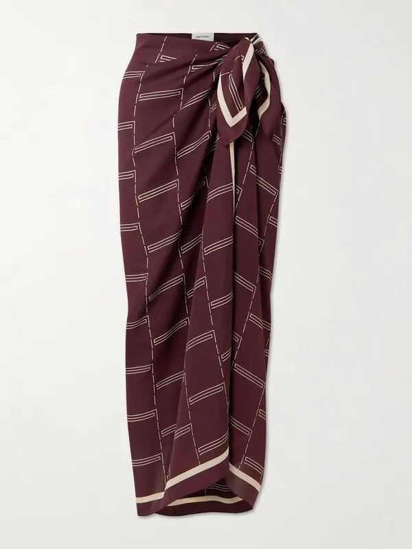 Matteau Printed Silk-georgette Pareo - Burgundy