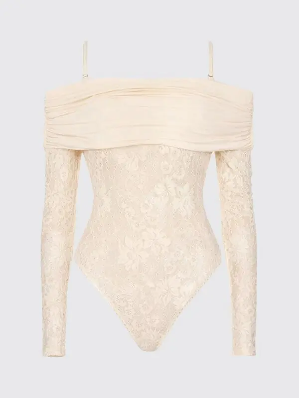 Zimmermann Off-the-shoulder Lace Bodysuit - Beige