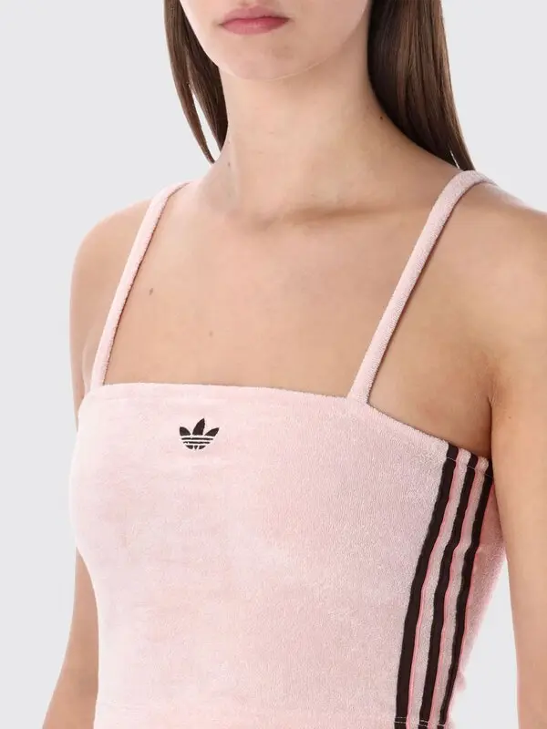 ADIDAS ORIGINALS Cropped Towel Top With Signature Stripes - Pink