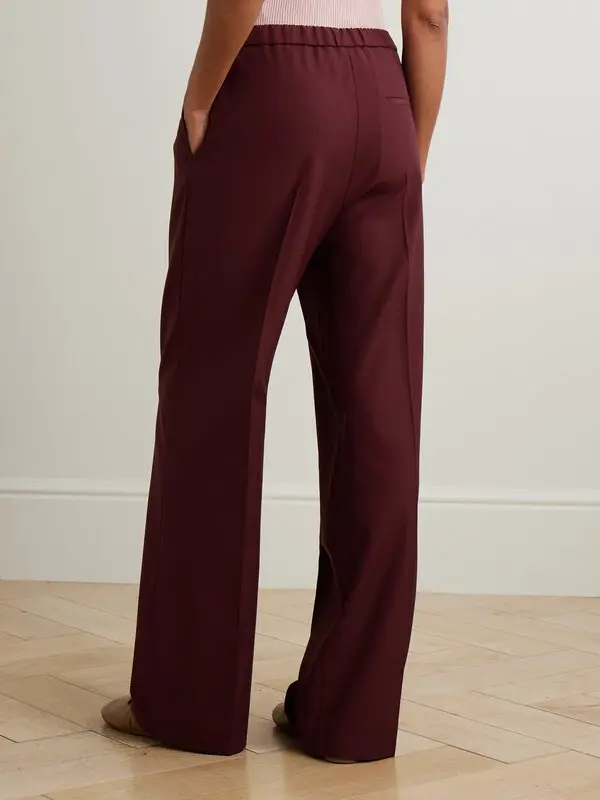Loewe Leather-trimmed Pleated Wool Grain De Poudre Pants