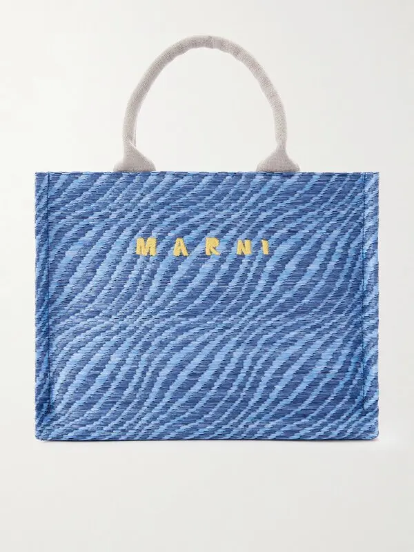 Marni Basket Small Jacquard Raffia-effect Tote