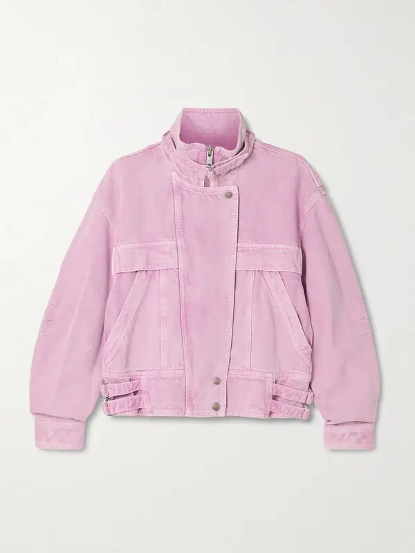 MARANT ETOILE Joseline Denim Biker Jacket - Pink