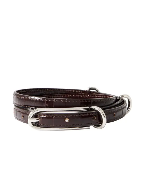 LIFFNER Three Keeper Croc-effect Leather Belt - Brown
