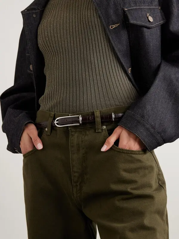 LIFFNER Three Keeper Belt In Croc-effect Leather