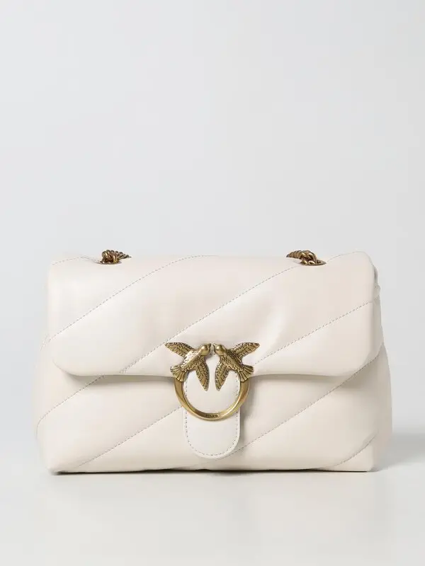 Pinko Quilted Shoulder Bag With Chain Strap - Ivory