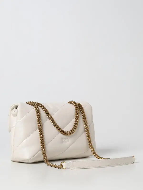 Pinko Quilted Shoulder Bag With Chain Strap - Ivory