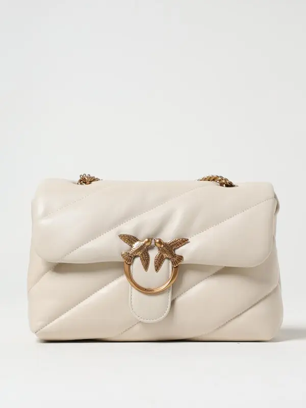 Pinko Quilted Shoulder Bag With Chain Strap - White
