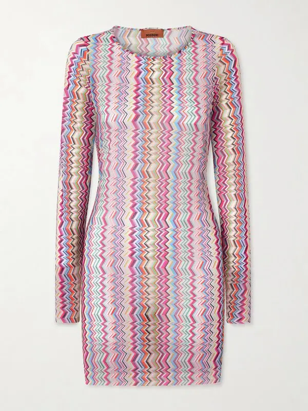 Missoni Striped Stretch-jersey Mini Dress - Pink