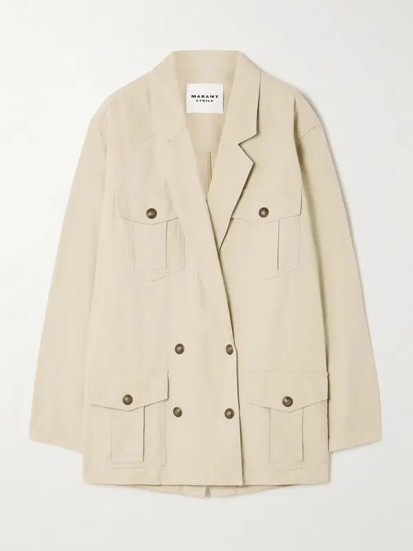 MARANT ETOILE Nevala Double-breasted Cotton And Linen-blend Twill Jacket - Neutrals