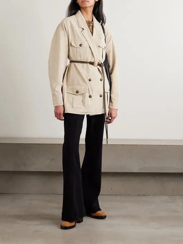 MARANT ETOILE Nevala Double-breasted Cotton And Linen-blend Twill Jacket - Neutrals