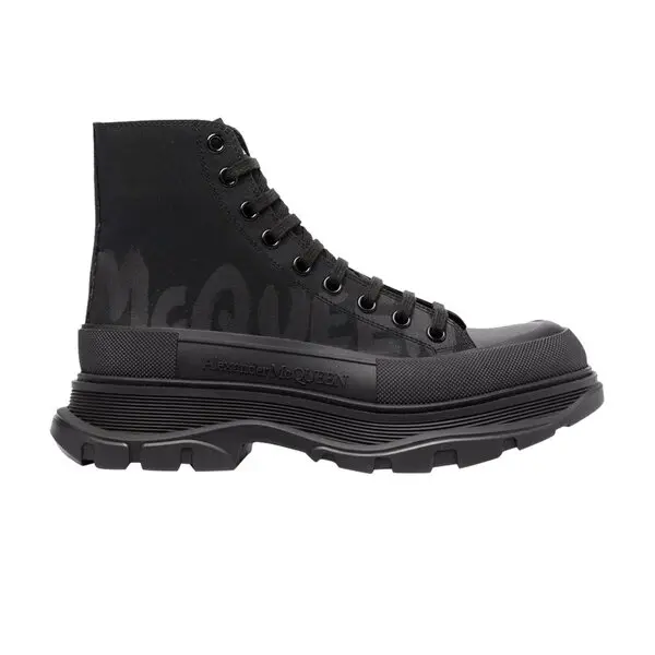 Alexander McQueen Tread Slick Graffiti Logo Boots