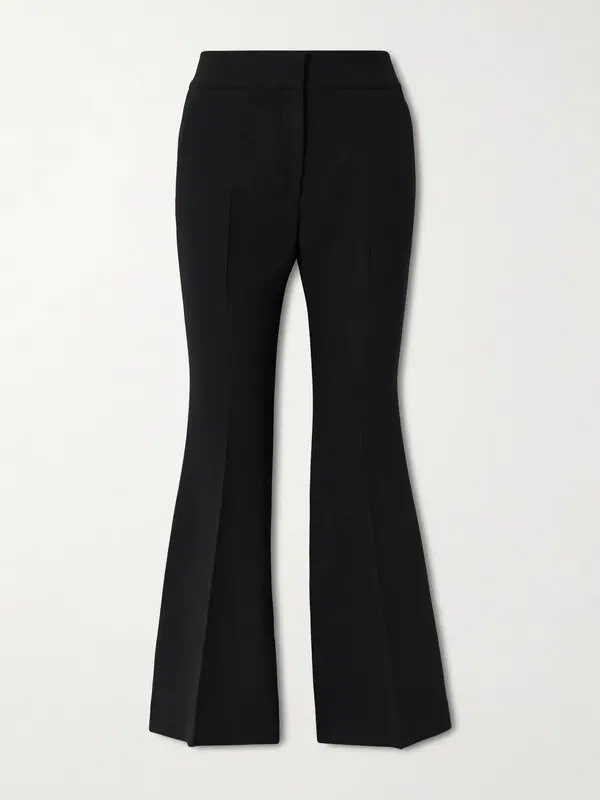 Gabriela Hearst Marsh Pleated Wool-crepe Flared Pants - Black