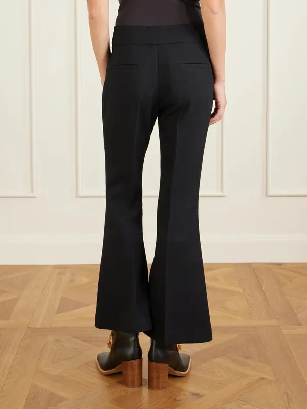 Gabriela Hearst Marsh Pleated Wool-crepe Flared Pants - Black