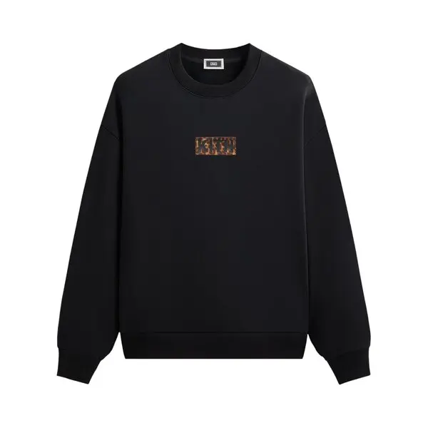 Kith Classic Logo Leopard Applique Nelson Crewneck - Black