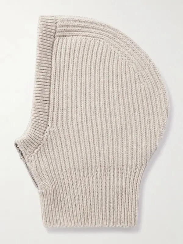 Johnstons Of Elgin Nevis Ribbed Cashmere Hood - Gray