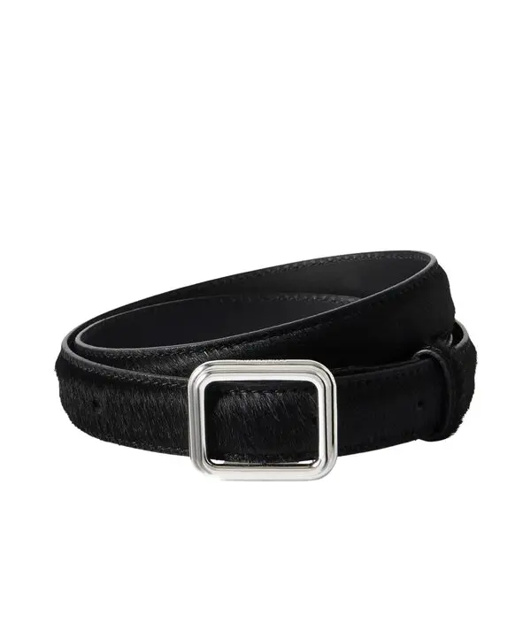 Lié Studio The Georgia Wide Calf Hair Belt - Black