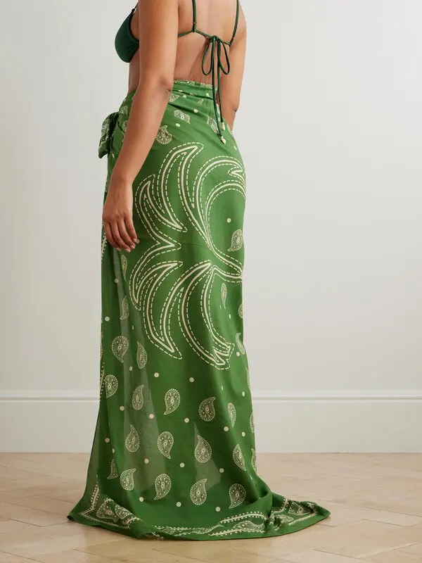 Johanna Ortiz Printed Cotton Pareo - Green