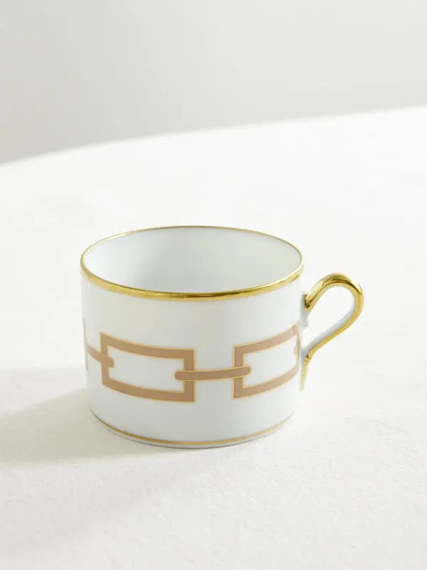 GINORI 1735 Gold-plated Porcelain Tea Cup - White