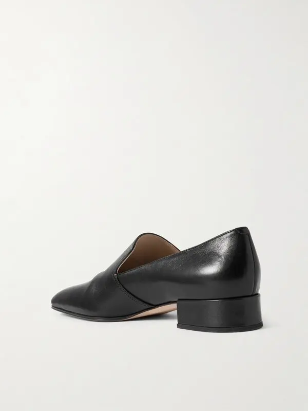CHRISTEN Classic Square Leather Loafers - Black