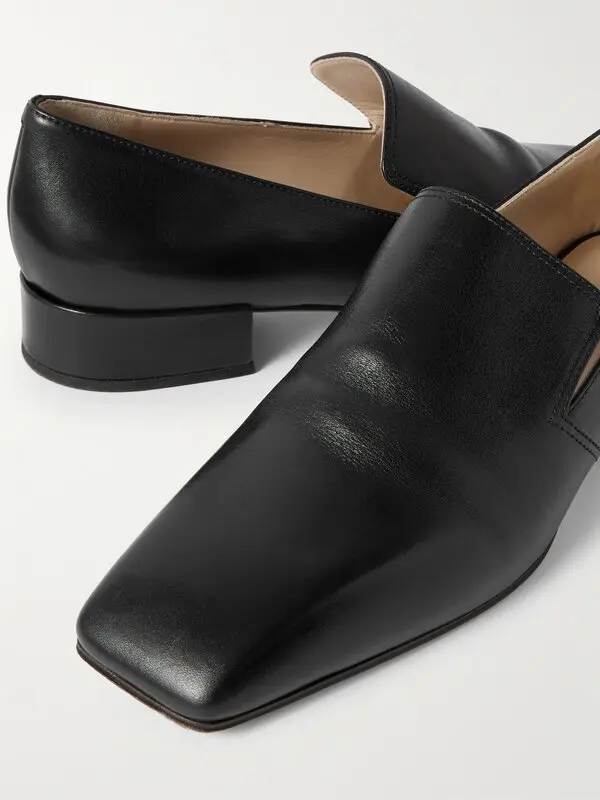 CHRISTEN Classic Square Leather Loafers - Black