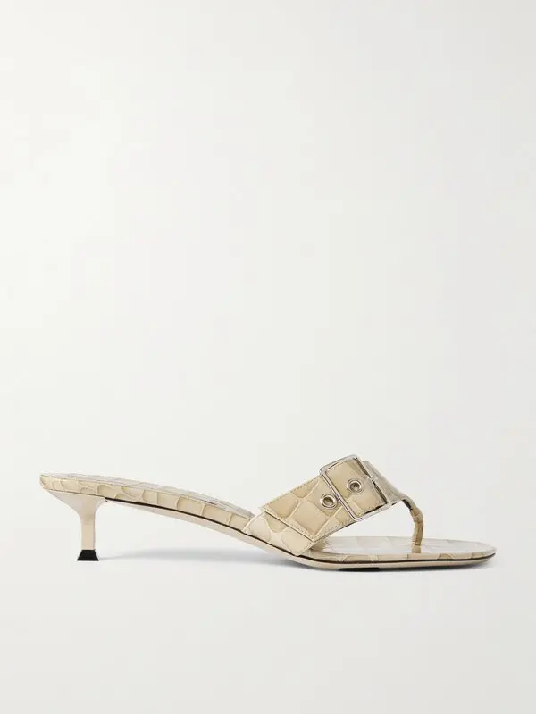 CHRISTEN Helix Croc-effect Patent-leather Sandals - White