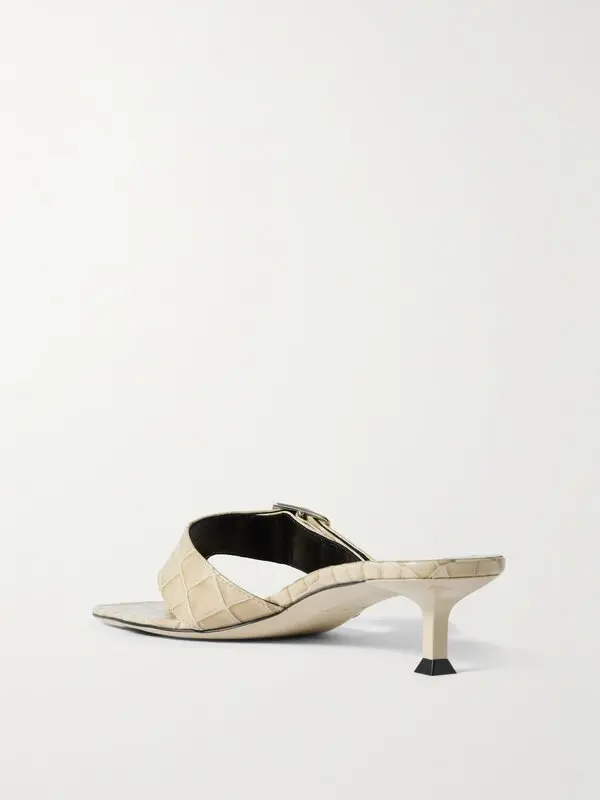 CHRISTEN Helix Croc-effect Patent-leather Sandals - White