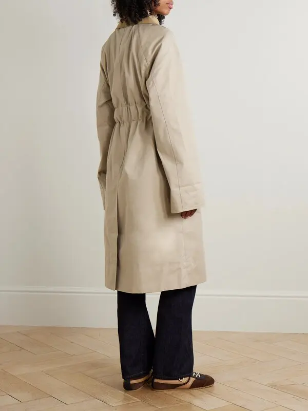 Barbour Belted Corduroy-trimmed Cotton-blend Twill Trench Coat - Neutrals