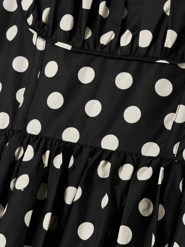 Cara Cara Alba Polka-dot Cotton-poplin Midi Dress - Black