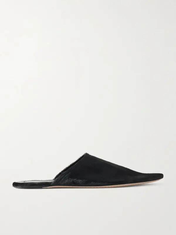 CHRISTEN Elipse Calf Hair Mules - Black