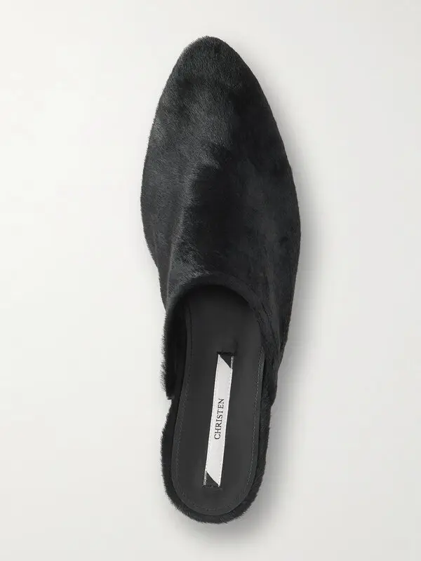 CHRISTEN Elipse Calf Hair Slip-ons - Black