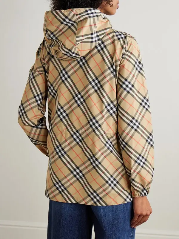 Burberry Checked Hooded Shell Jacket - Neutrals