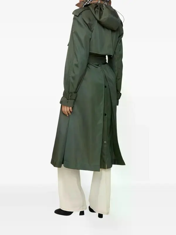 Burberry Hooded Belted Nylon Trench Coat