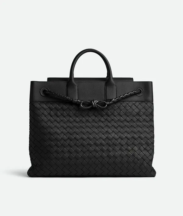BOTTEGA  VENETA Intrecciato Deerskin Leather Weekender - Black