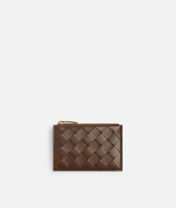 Bottega Veneta Intrecciato Zipped Card Case - Nocciola