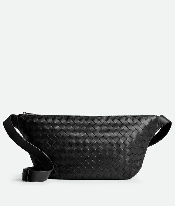 BOTTEGA  VENETA Intrecciato Leather Sling Bag - Black