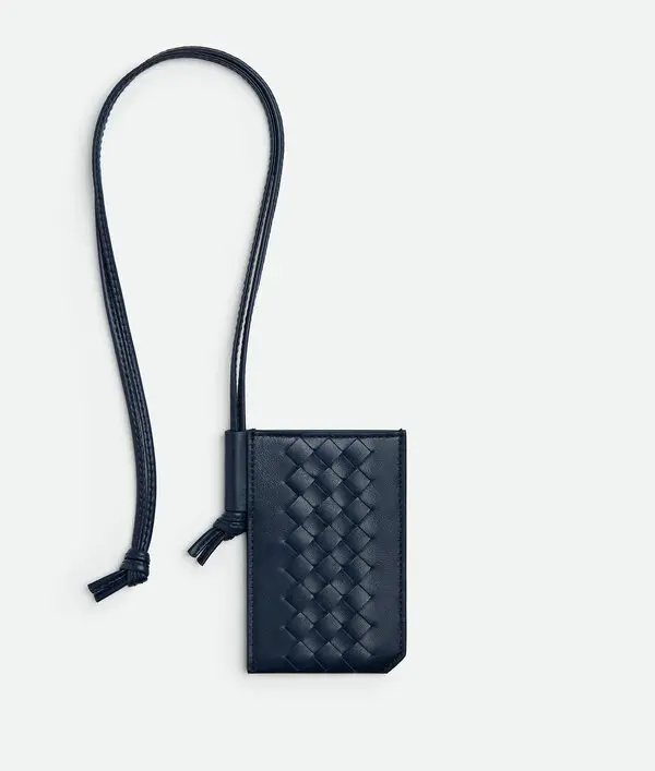 BOTTEGA  VENETA Intrecciato Piccolo Badge Holder - Neptune