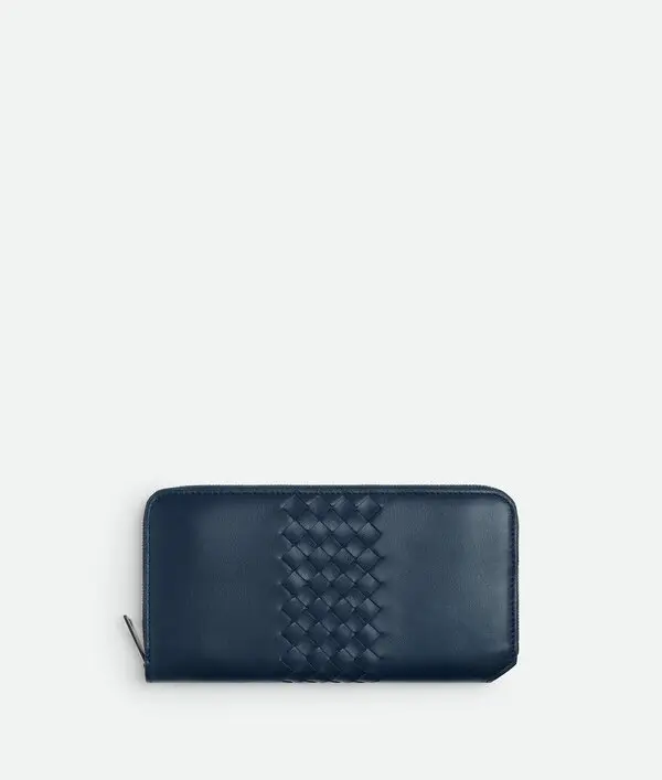 BOTTEGA  VENETA Intrecciato Piccolo Zip Around Wallet - Neptune