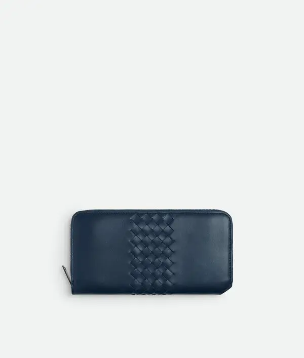 Bottega Veneta Intrecciato Piccolo Zip Around Wallet - Neptune