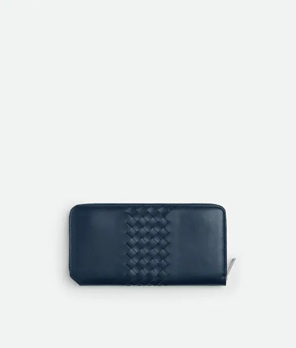 Bottega Veneta Intrecciato Piccolo Zip Around Wallet - Neptune