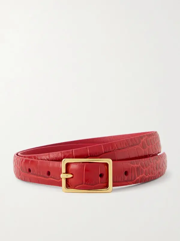 Anderson's Croc-effect Leather Belt - Red