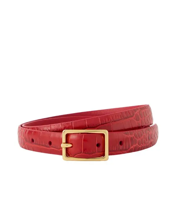Anderson's Croc-effect Leather Belt - Red