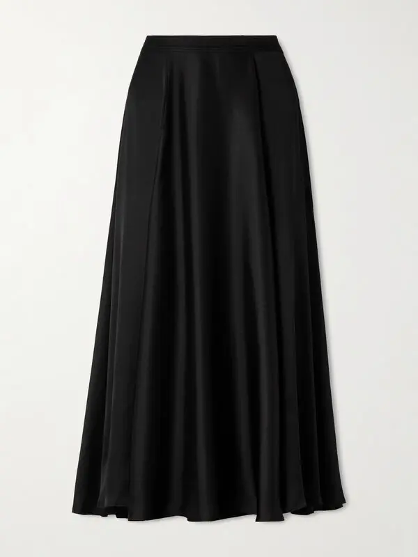 ANINE BING Christina Silk-blend Satin Midi Skirt
