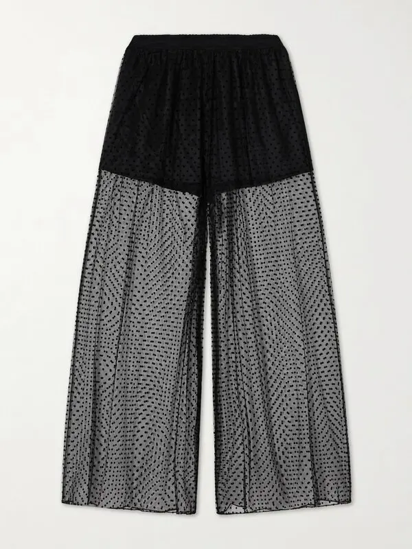 Alaïa Polka-dot Fil Coupé Organza Wide-leg Pants - Black