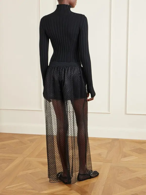 Alaïa Polka-dot Fil Coupé Organza Wide-leg Pants