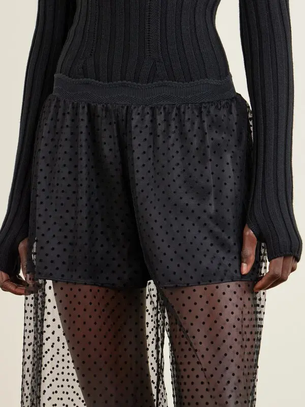 Alaïa Polka-dot Fil Coupé Organza Wide-leg Pants