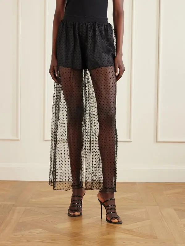 Alaïa Polka-dot Fil Coupé Organza Wide-leg Pants